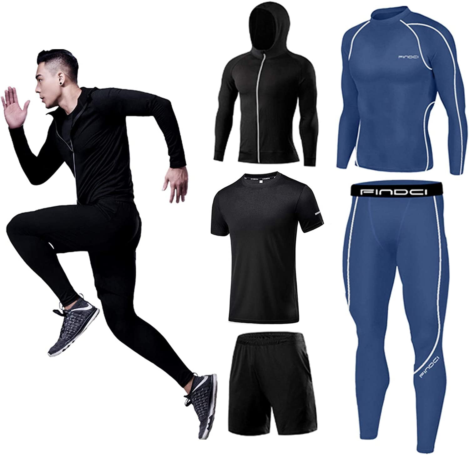 FINDCI 5PCS/Set Men Workout Suit Outfit Fitness Apparel Gym Outdoor ...