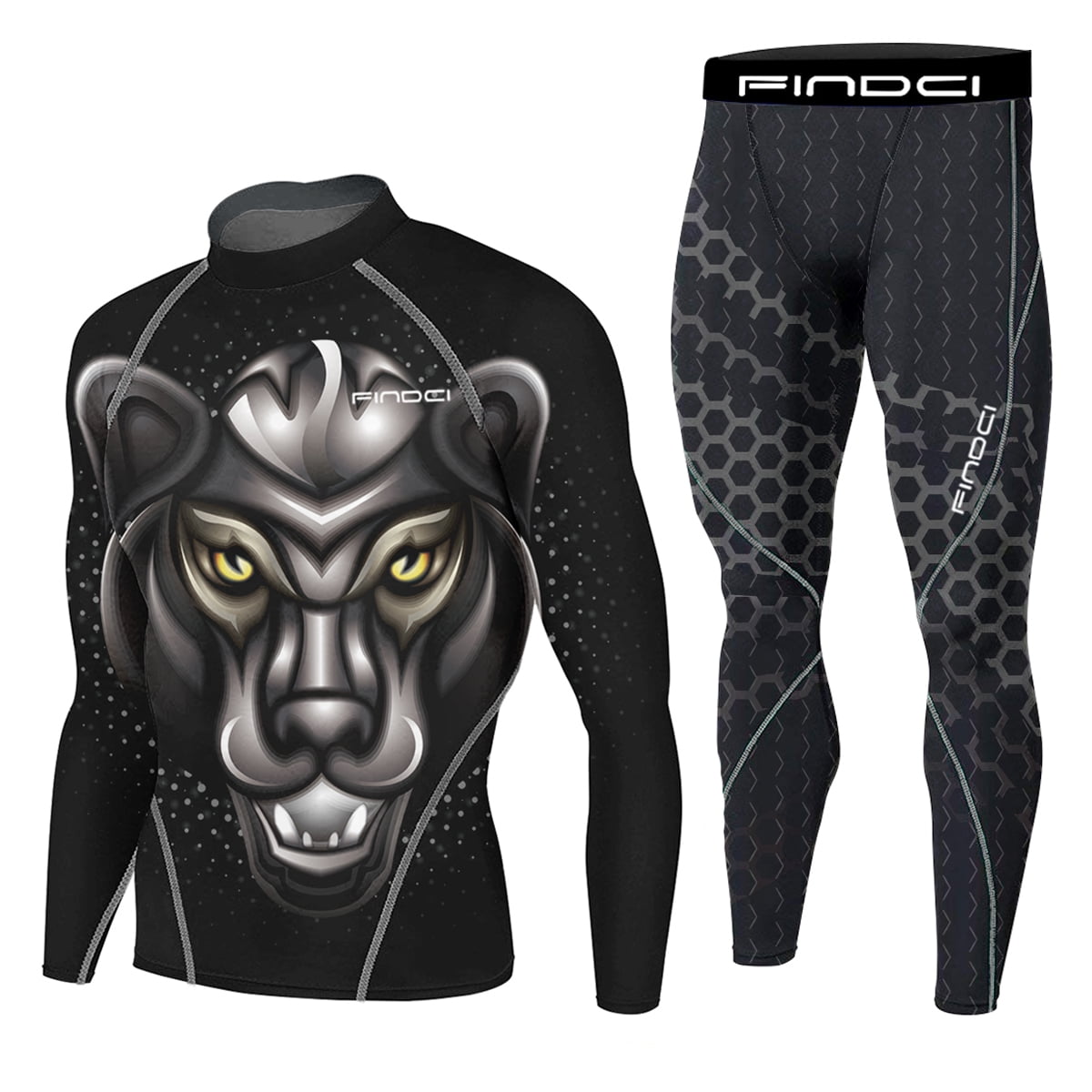 FINDCI Men's Men's Gym Running Fitness Kit Compression Pants Shirt Top ...