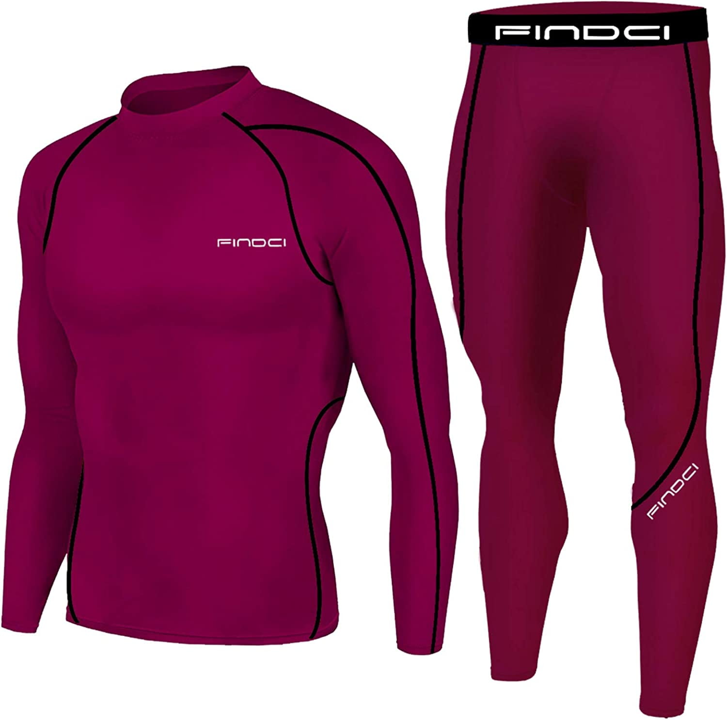 FINDCI Men's Sports Running Set Compression Shirt + Pants Skin-Tight ...