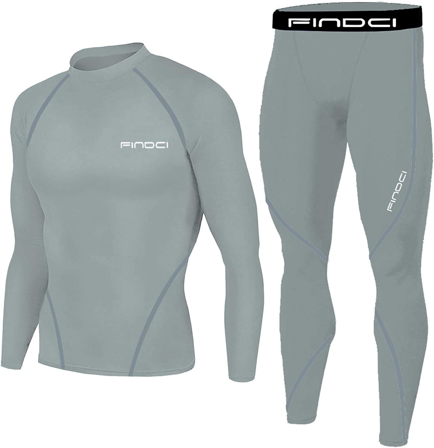 FINDCI Men's Sports Running Set Compression Shirt + Pants Skin-Tight ...