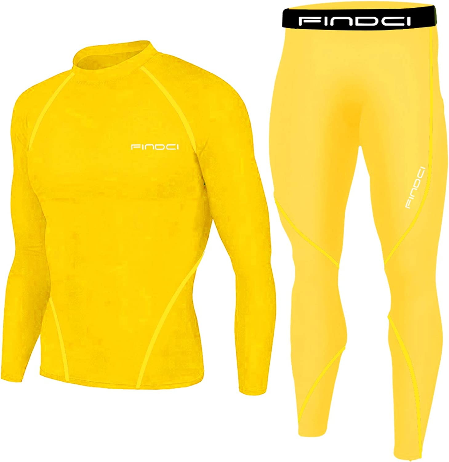FINDCI Men's Sports Running Set Compression Shirt + Pants Skin-Tight ...