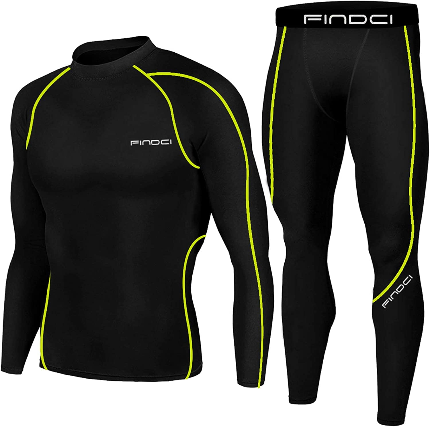 Men's Sports Running Set Compression Shirt + Pants Skin-Tight Long ...