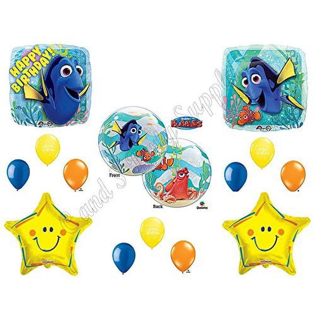 FINDING DORY "Bubble" Happy Birthday Balloons Decoration Supplies Party ...