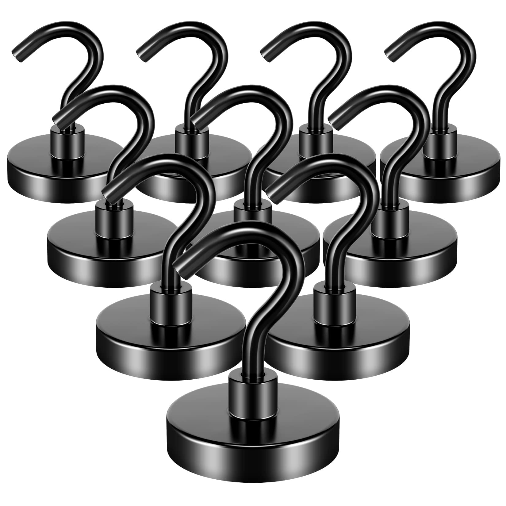 FINDMAG 10 Pack Black Magnetic Hooks Heavy Duty, 50LBS Neodymium Magnet ...