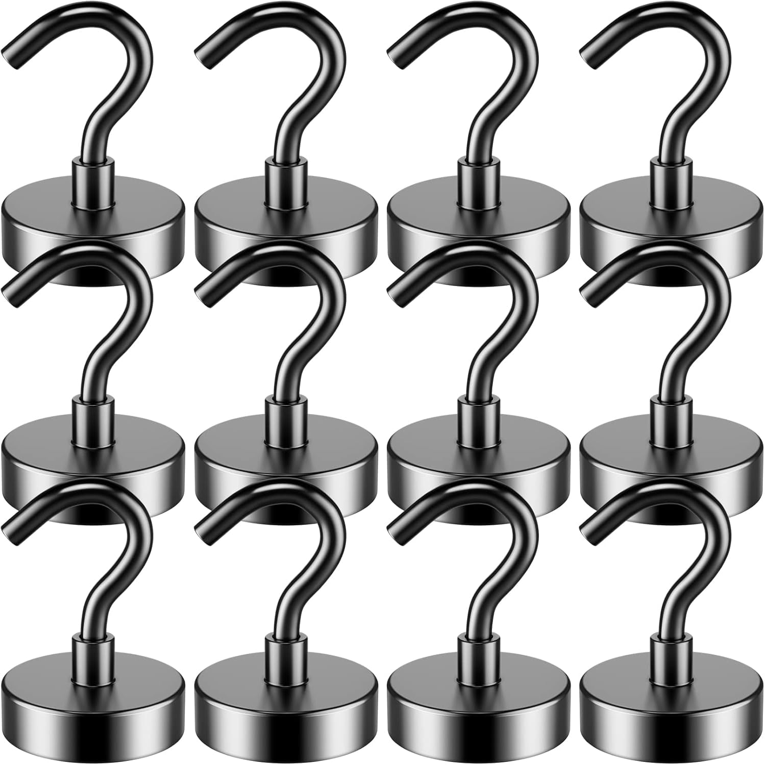 FINDMAG 12 Pack 40lb Neodymium Magnetic Hooks, Heavy Duty Metal Hooks ...