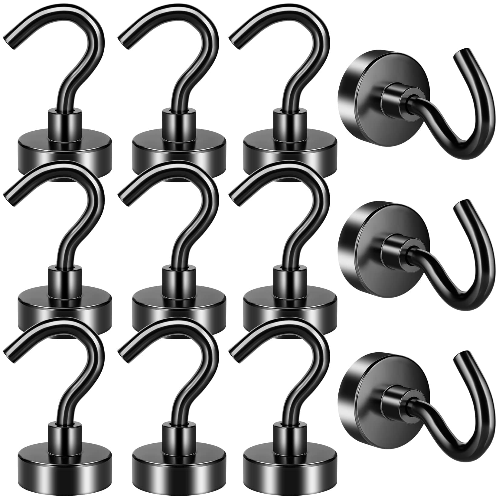 FINDMAG 12 Pack Black Magnetic Hooks, 25LBS Neodymium Magnet, Heavy ...
