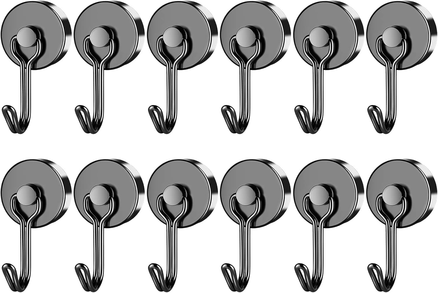 FINDMAG 12 Pack Black Magnetic Hooks 40LBS Neodymium Magnet Hooks ...