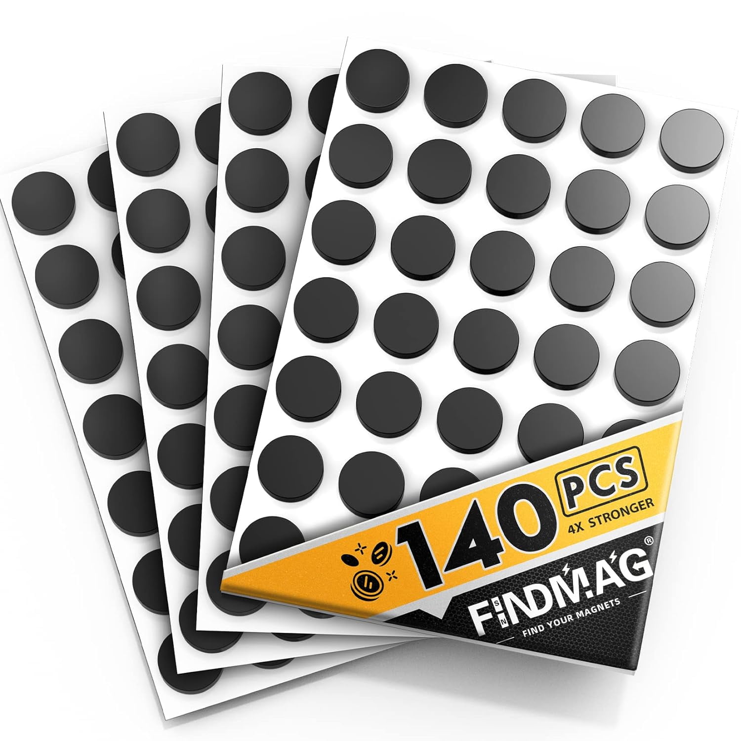 FINDMAG 140 Pcs Round Magnets with Adhesive Backing, Flexible Self ...