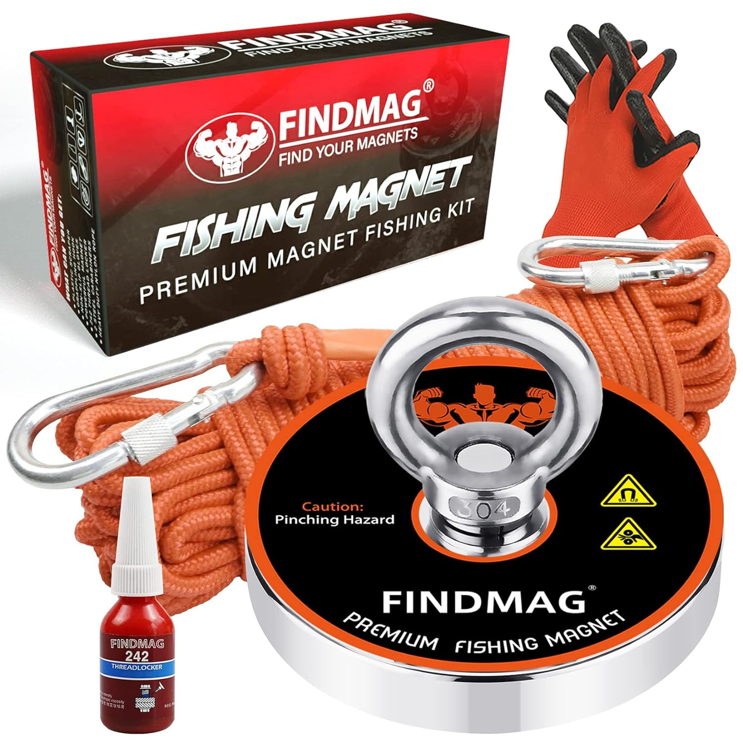 FINDMAG 1500 LBS Fishing Magnets, Fishing Magnet Kit Premium Magnet ...