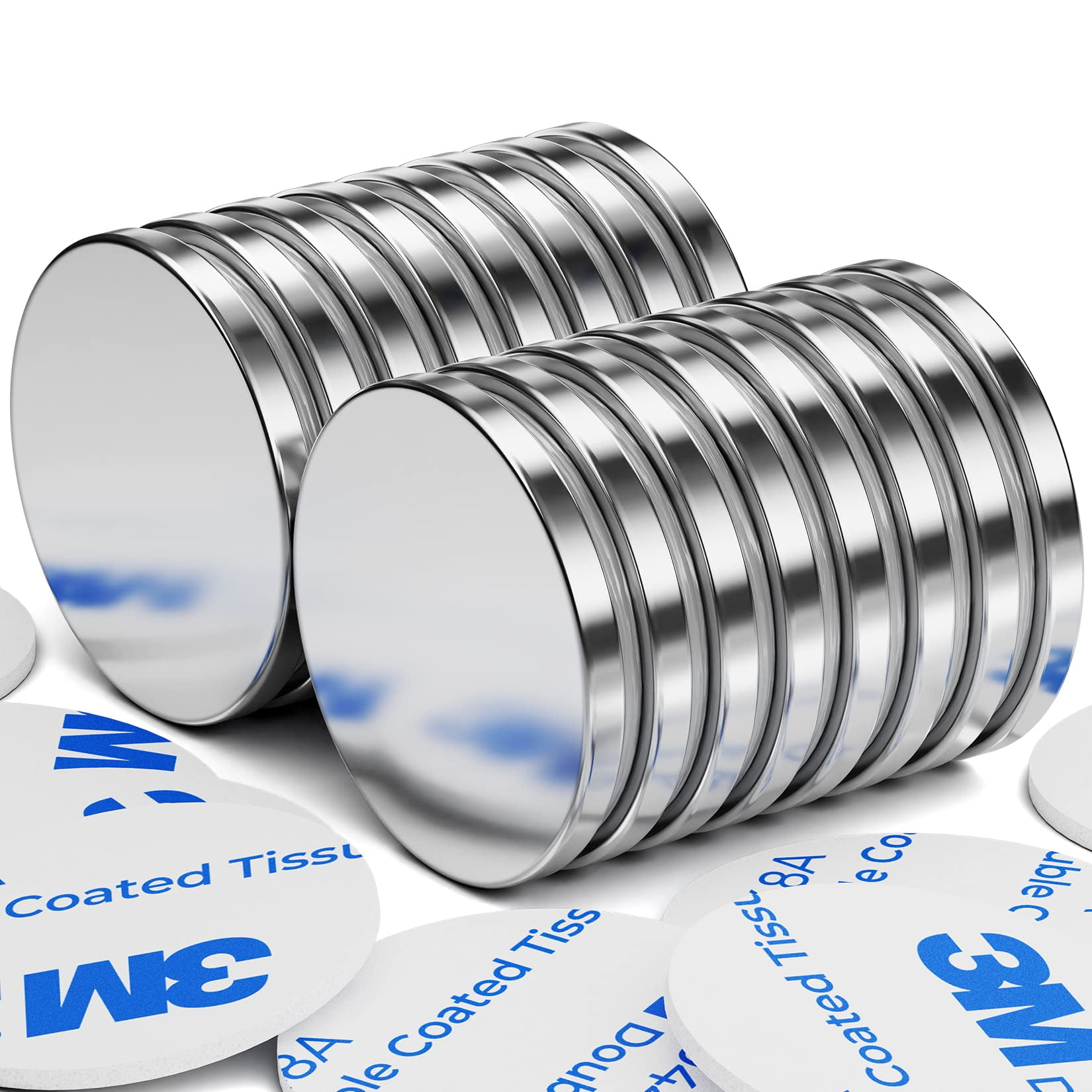 FINDMAG 16 Pack Disc Magnets with Double-Sided Adhesive, Permanent ...
