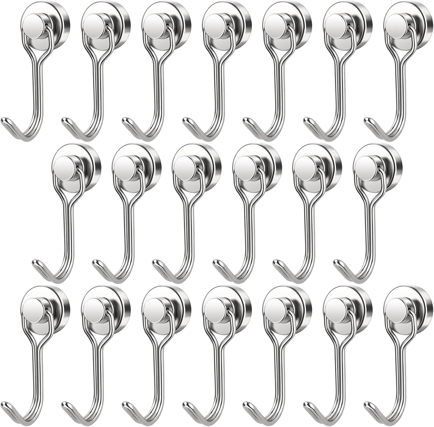 FINDMAG 20 Pack Magnetic Hooks Heavy Duty 30LBS Neodymium Magnet Hooks ...