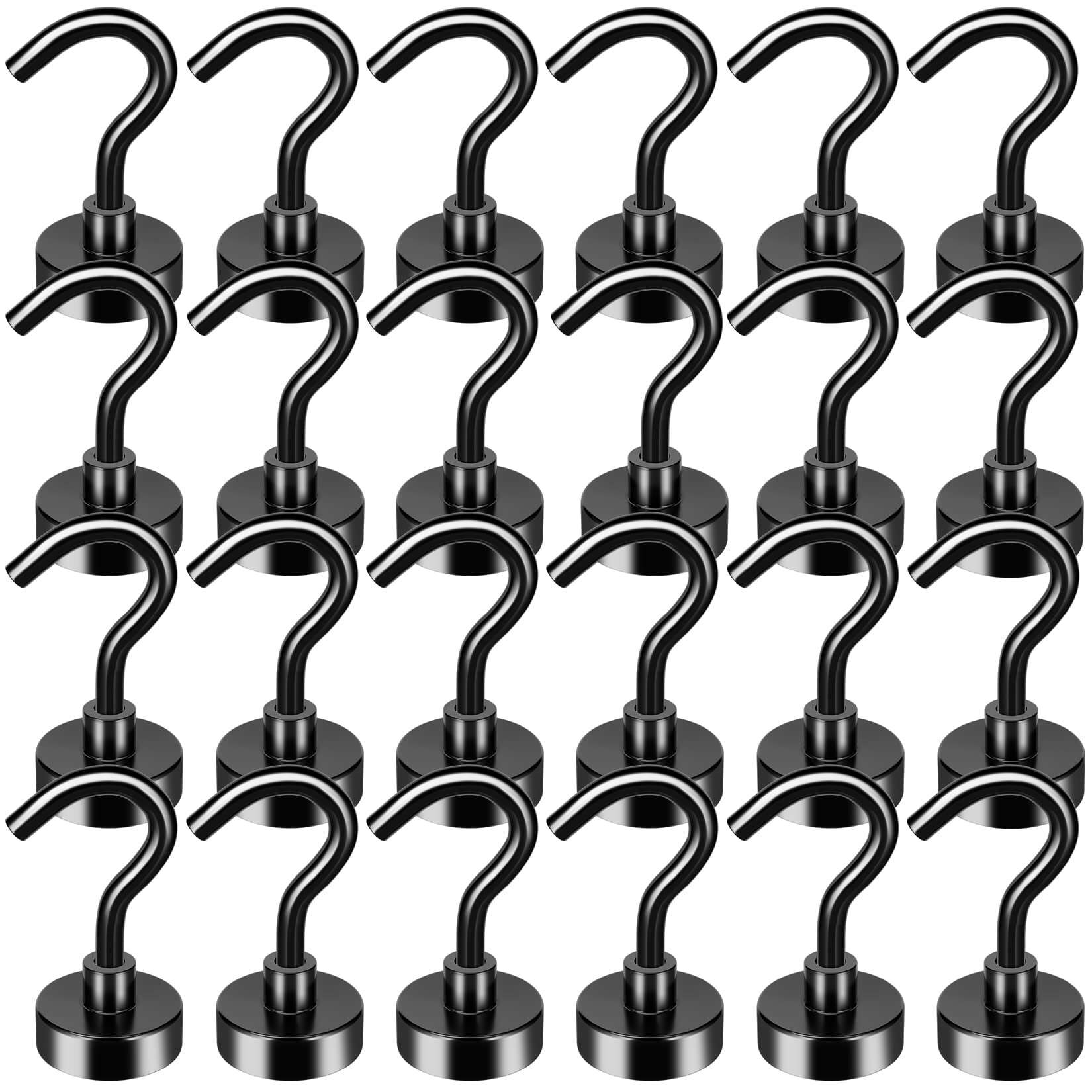 FINDMAG 25 Pack 25 LBS Black Magnetic Hooks Neodymium Magnet Hooks for ...
