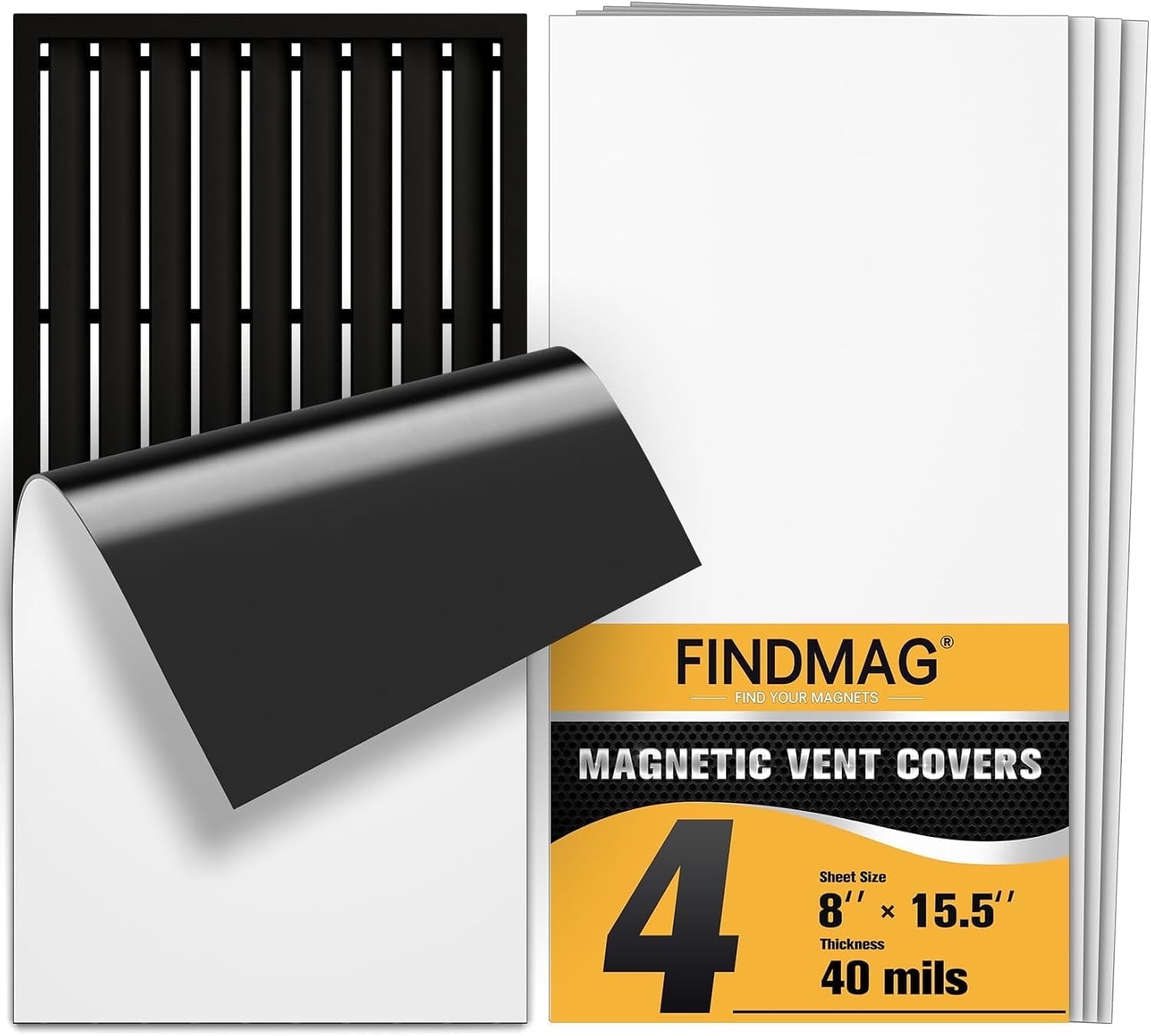 FINDMAG 4 Pack Magnetic Vent Covers, 8" x 15.5" High Strength Air Vent ...