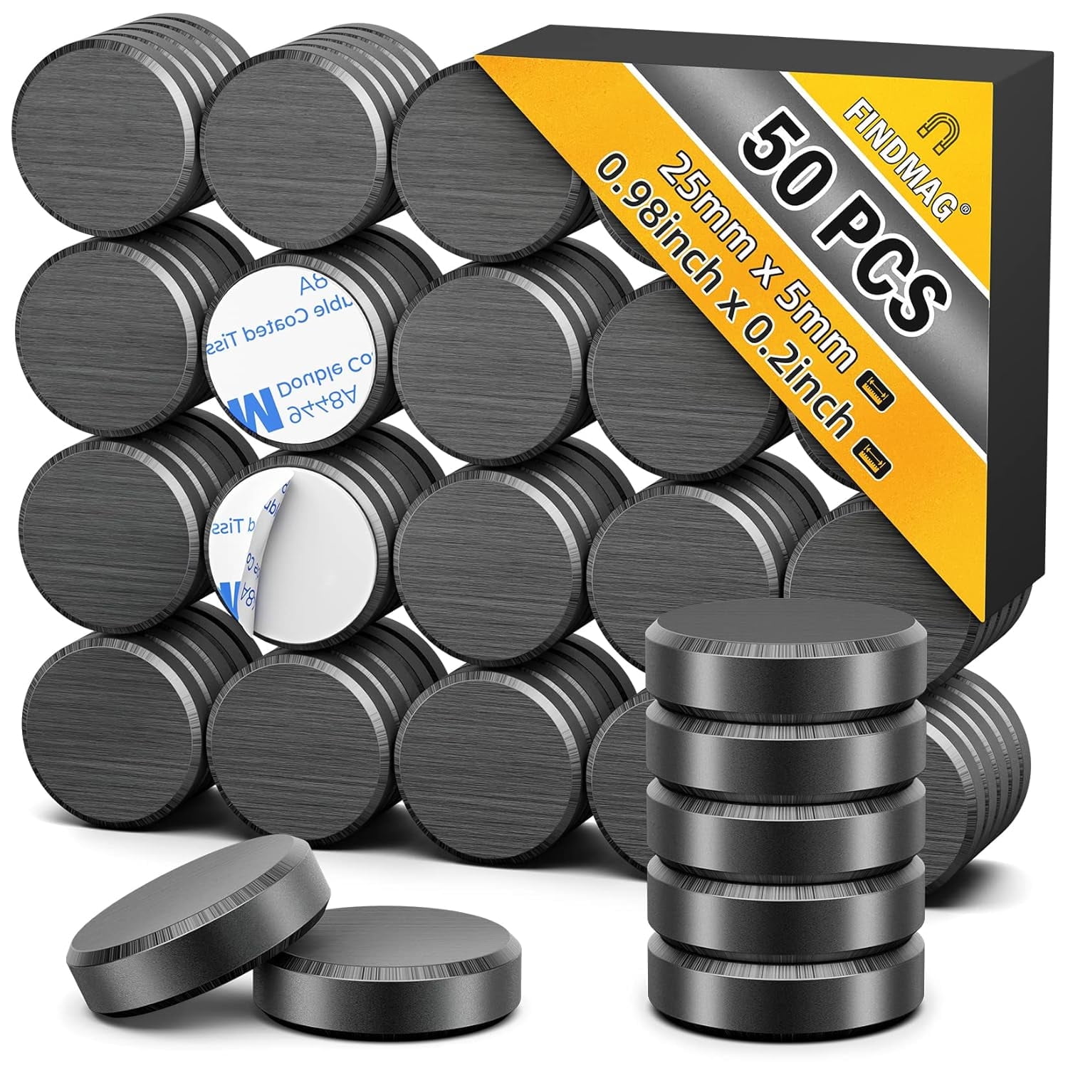 DURMATE 50Pack Round Ceramic Magnets 0.98Inch with Adhesive for Crafts ...