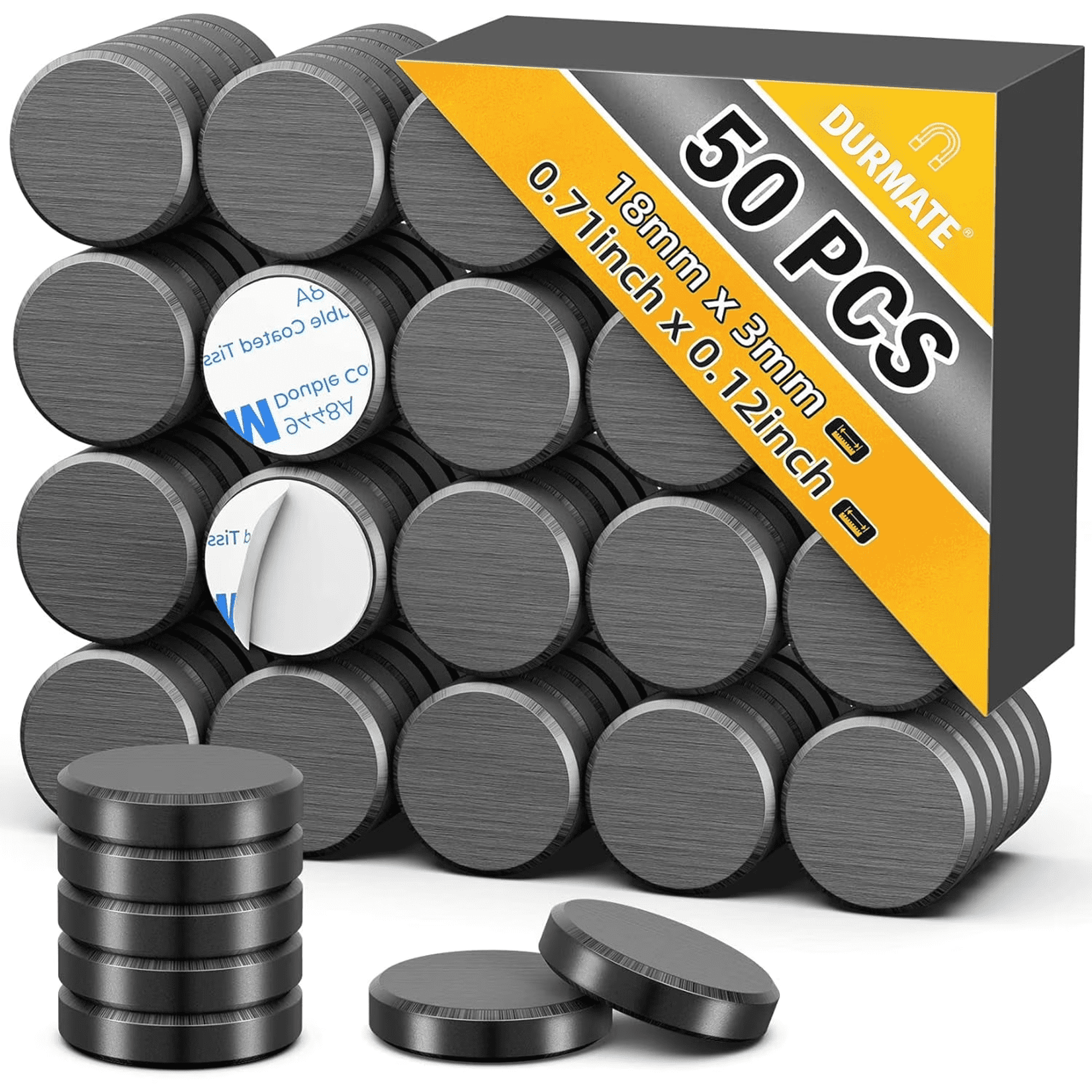 50Pack Strong Stickly Magnets for Crafts with Adhesive Backing, Round ...