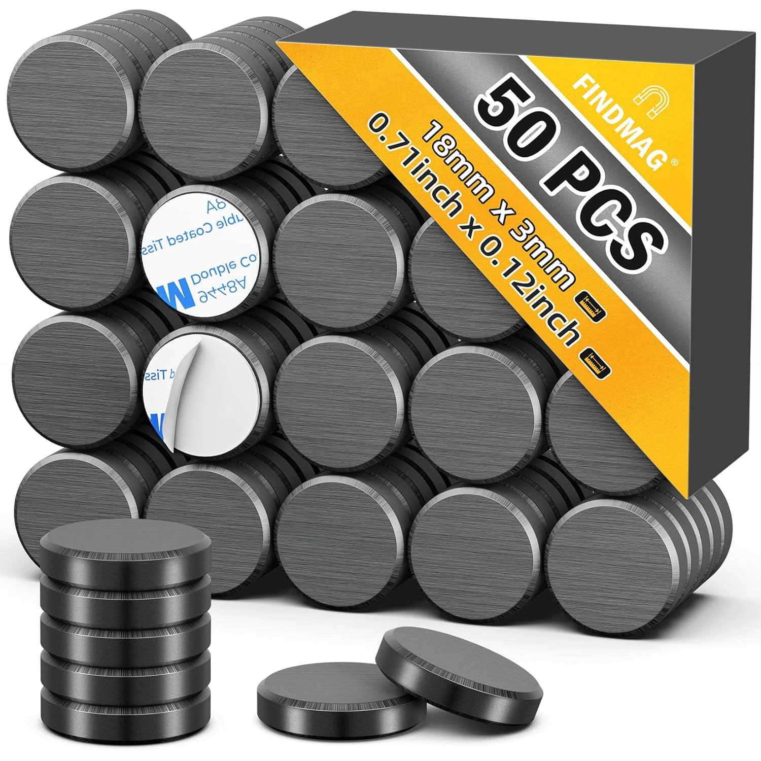 FINDMAG 50Pack Strong Stickly Magnets for Crafts with Adhesive Backing ...
