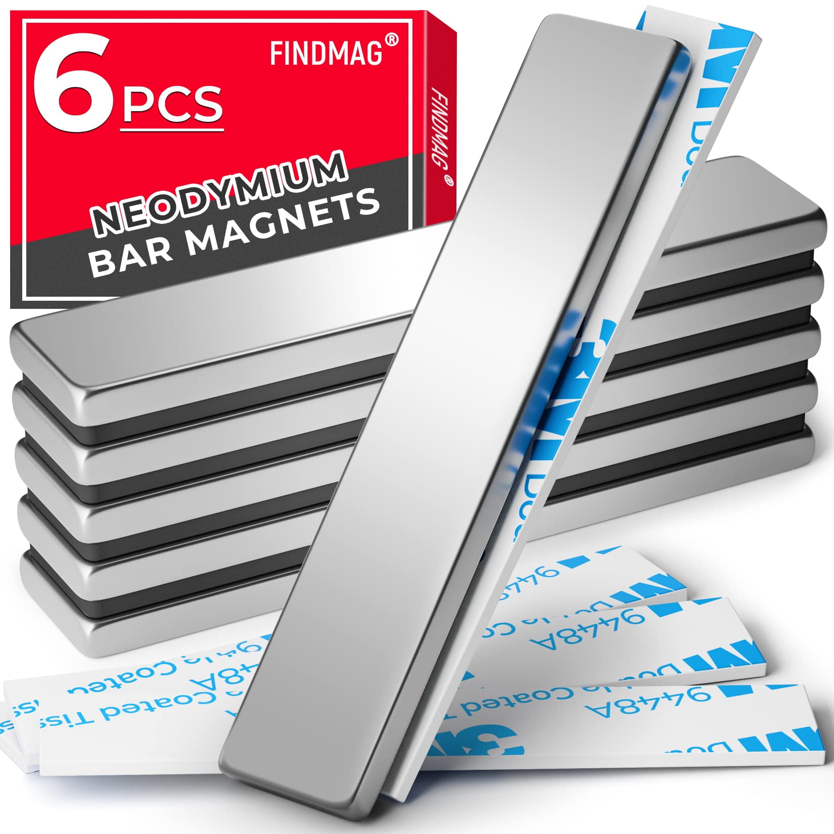 FINDMAG 6 Pack Powerful Neodymium Bar Magnets Rare Earth Magnet Bar ...