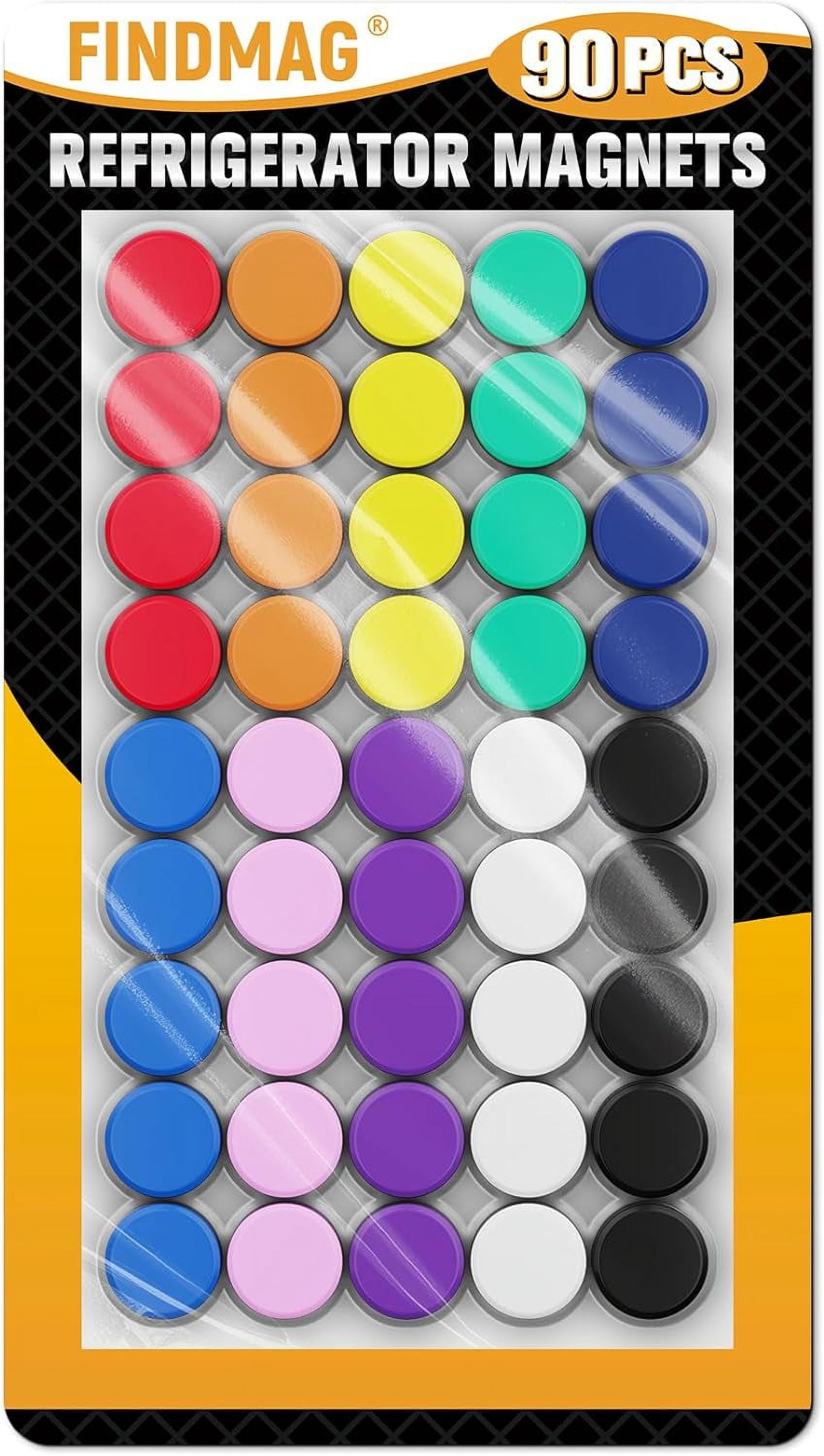 FINDMAG 90 Pack Refrigerator Magnets, Round Fridge Magnets, Small ...