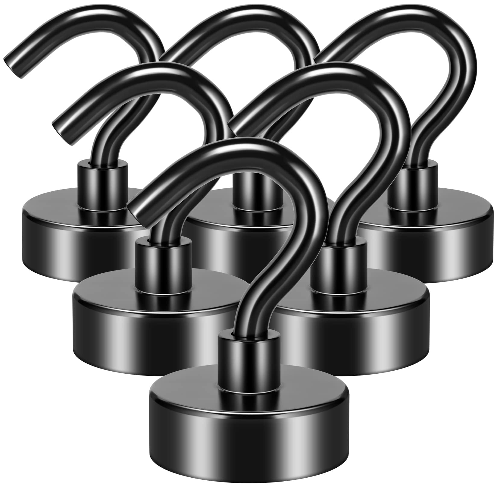 FINDMAG Black Magnetic Hooks 25 lbs Strong Neodymium Magnet Hooks for ...