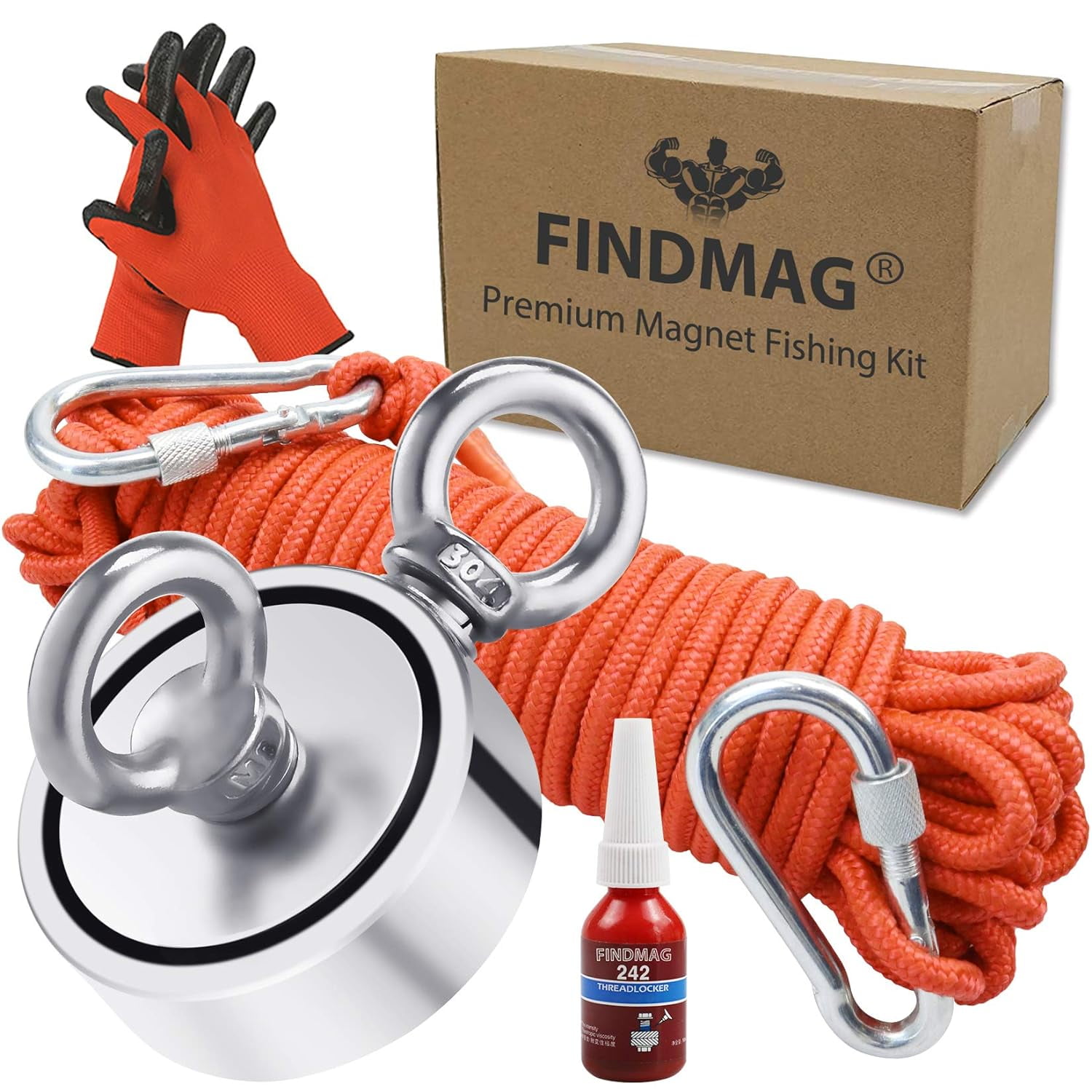 FINDMAG Fishing Magnet 750 lbs Pulling Force, Double Sided Magnet ...