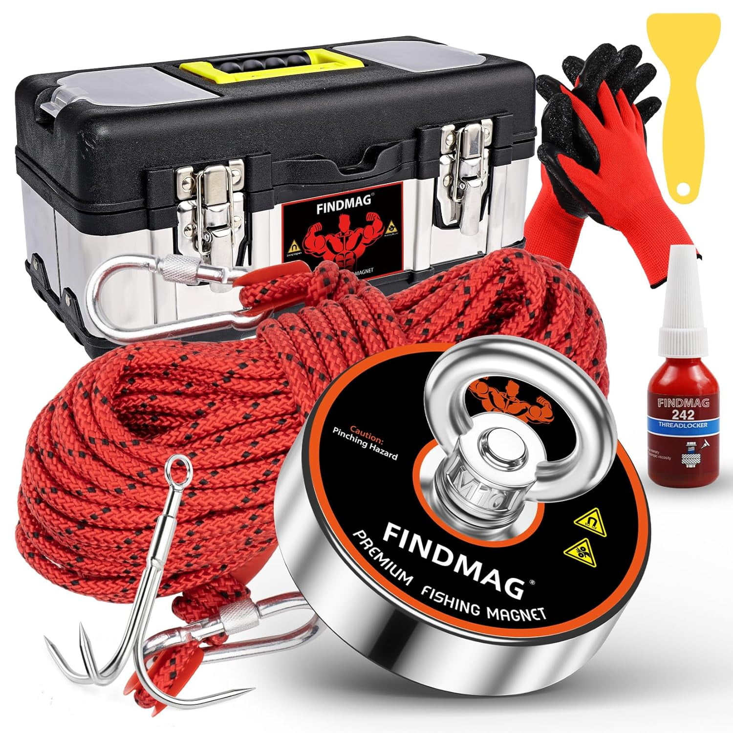 FINDMAG Magnet Fishing Kit, Strong Magnet for Fishing Case, 700 lbs ...