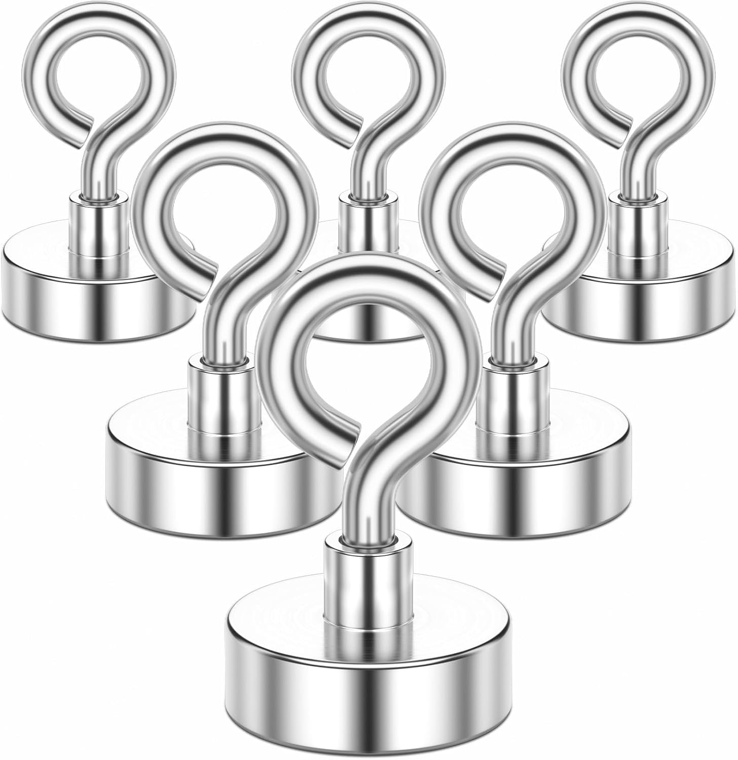 FINDMAG Magnet Hooks, 6 Pack N52 Grade Magnetic Hooks for Hanging ...