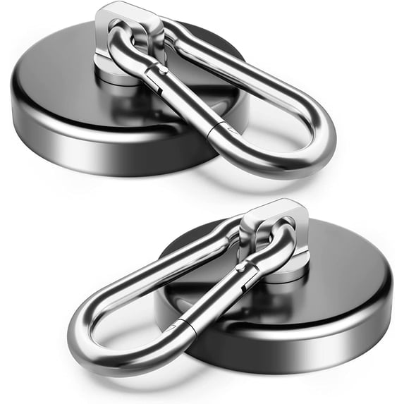 FINDMAG Magnetic Hooks 170LBS Heavy Duty Magnet with Carabiner 2pk ...