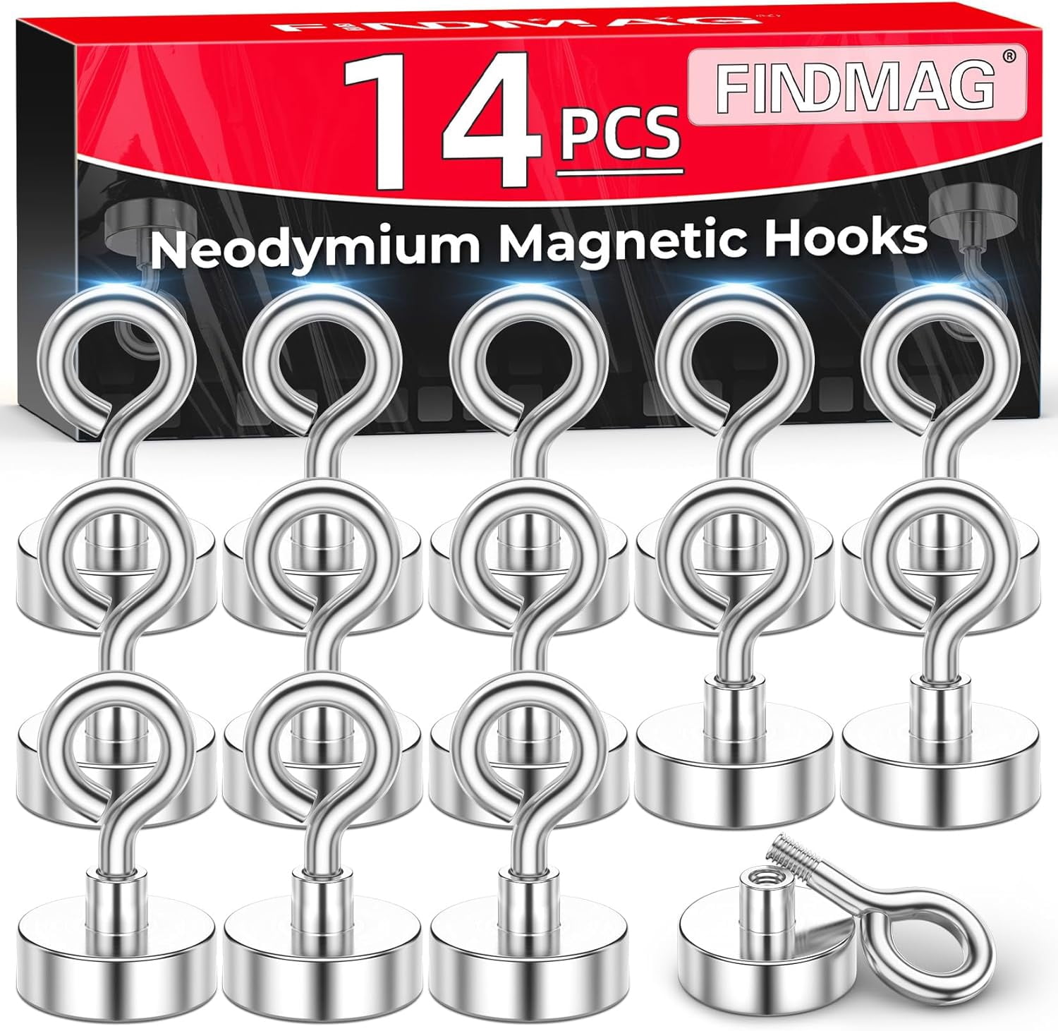 FINDMAG Magnetic Hooks, 28 lbs Strong Sheep Eye Magnetic Hooks, Cruise ...
