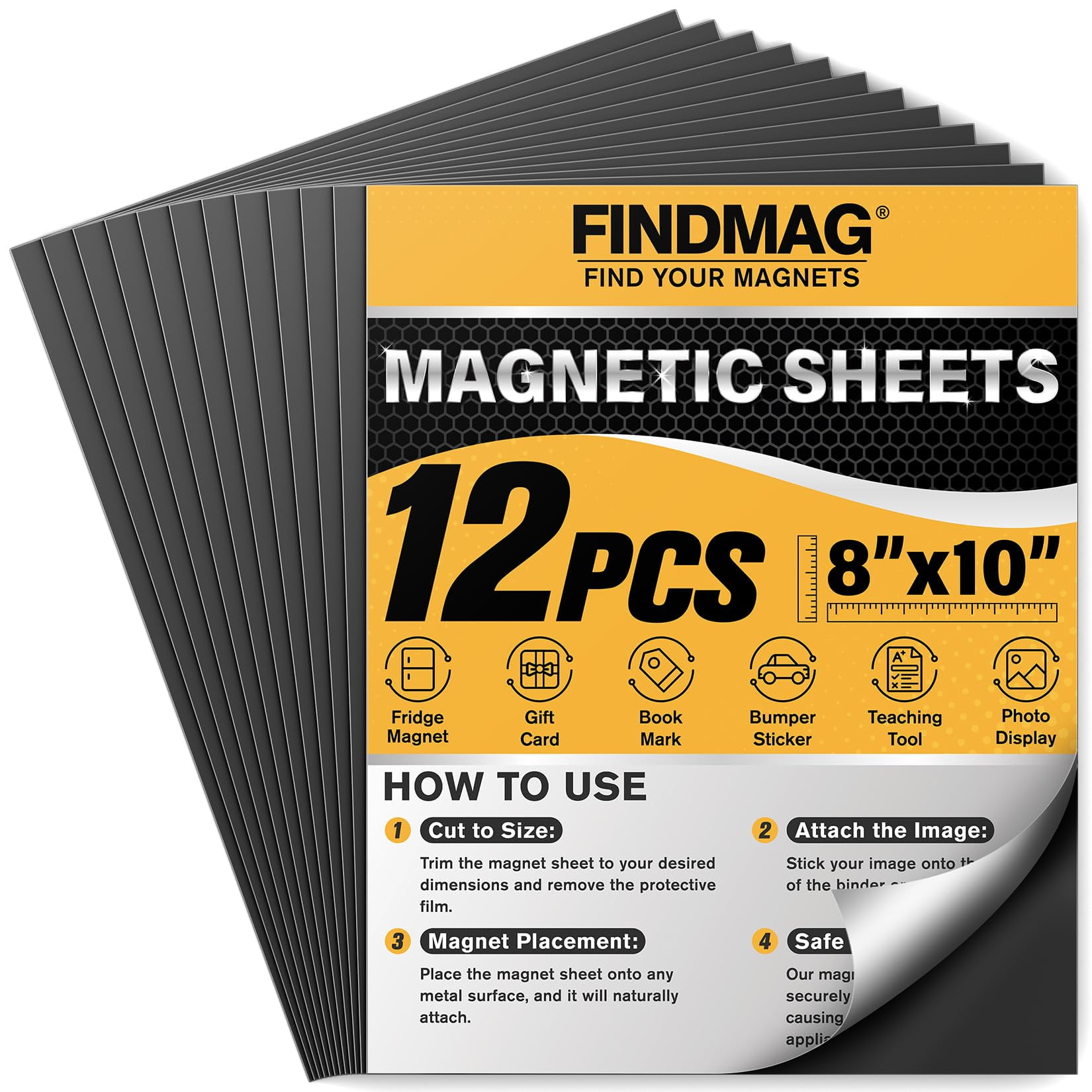 FINDMAG Magnetic Sheets (8” DHF10 x 10”), Pack of 25, Flexible Magnet ...