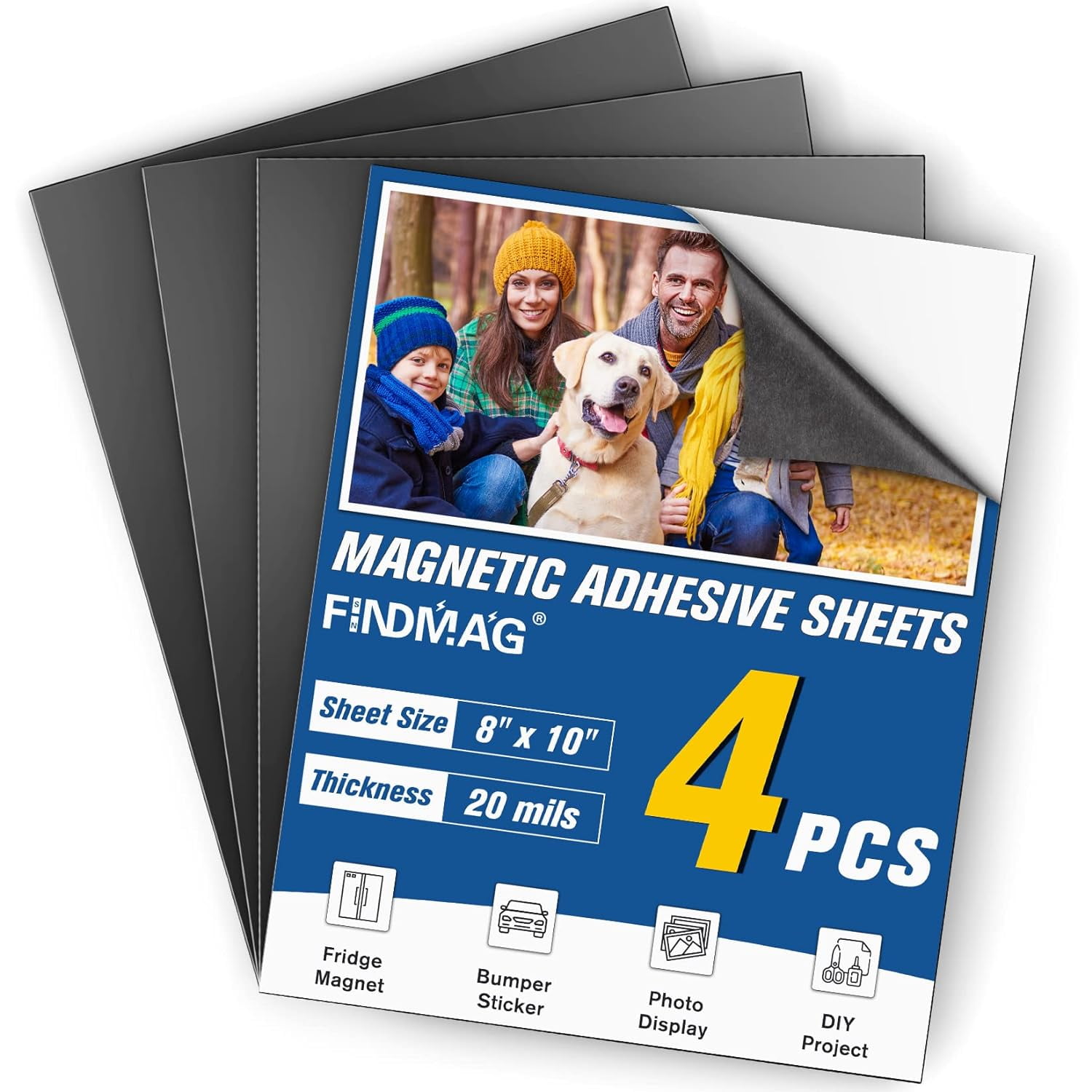 FINDMAG Magnetic Sheets, Flexible Magnets with Superior 3M Adhesive ...