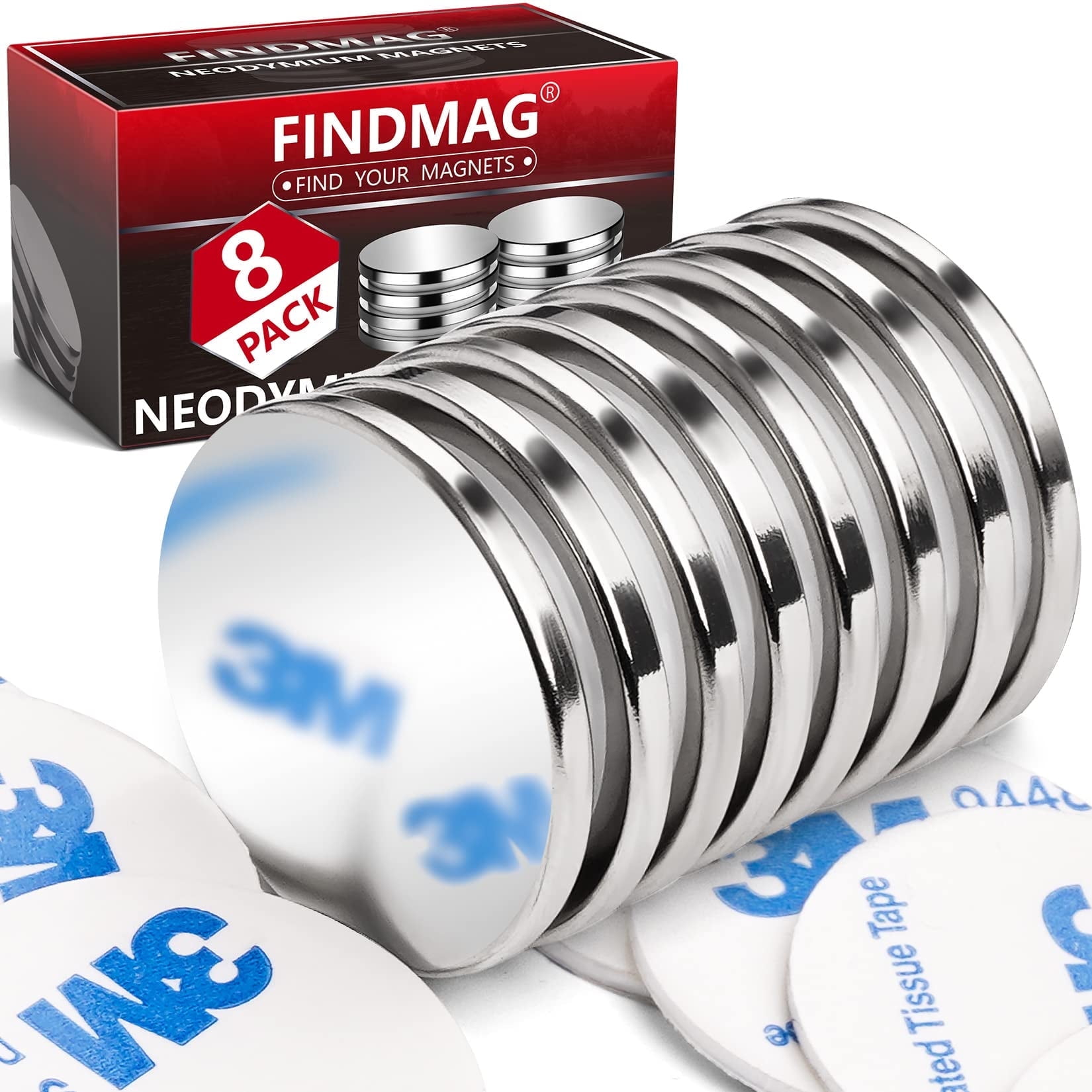 FINDMAG Disc Magnets, Magnets with Double-Sided Adhesive for DIY ...