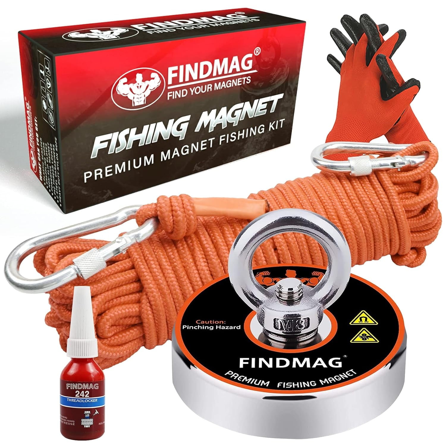 FINDMAG Super Strong Neodymium Fishing Magnets Kit, 500 LBS Pulling ...