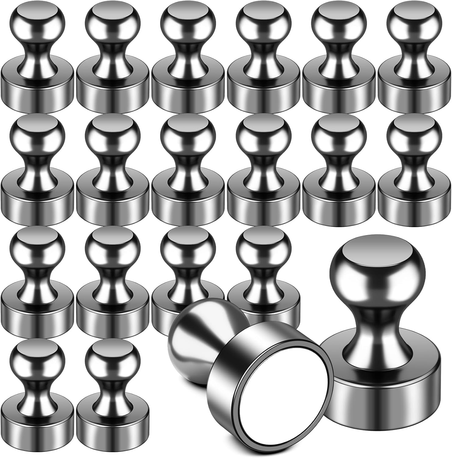 FINDMAG Magnetic Push Pins, 20-Pack Black Neodymium Magnets, Durable ...