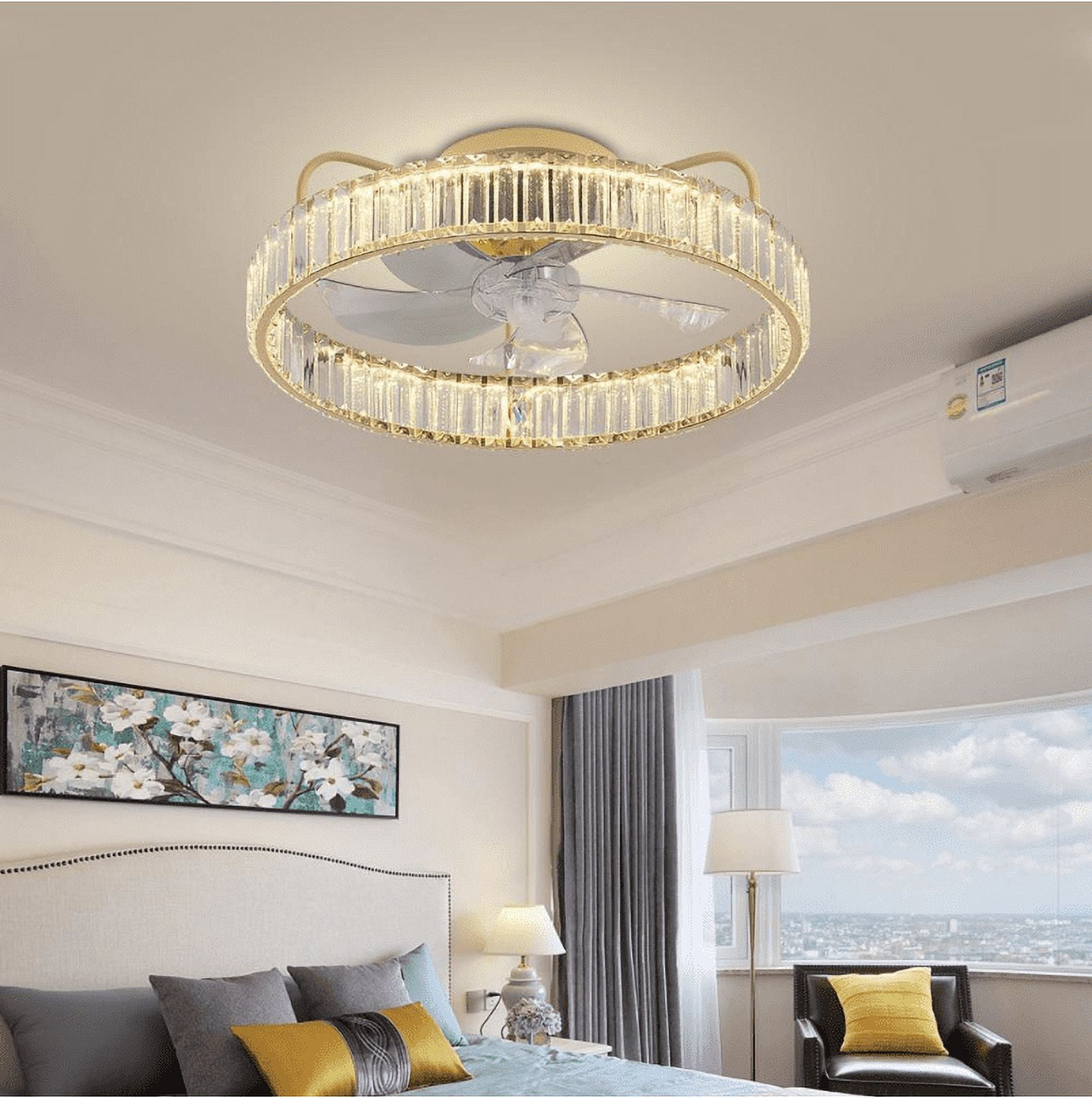 FINE MAKER 20'' Ceiling Fans with Lights and Remote, Low Profile Ceiling Fan with Light, 6 Wind ...