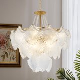 FINE MAKER 23.6" Crystal Shell Chandelier Seashell Pendant Light ...