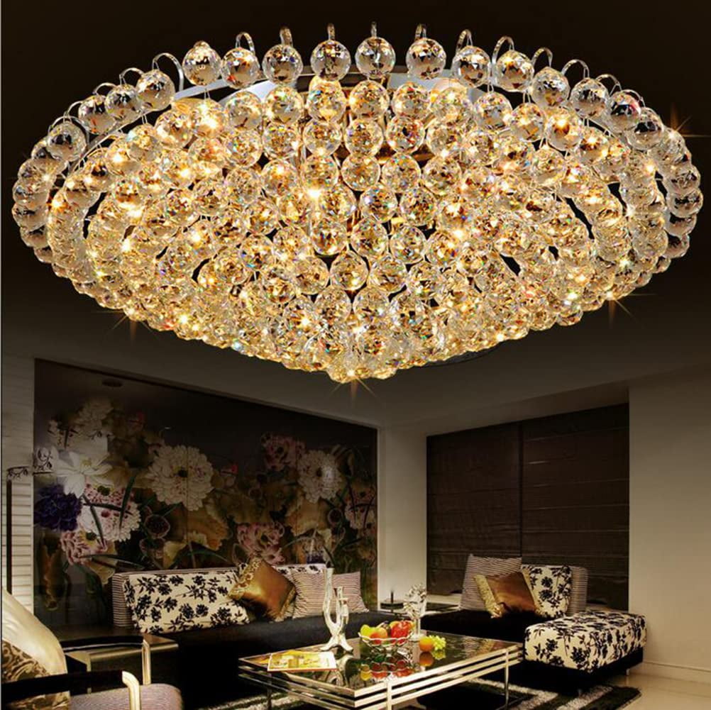 FINE MAKER 31 Inch 15 Lights Modern Luxury Crystal Ceiling Light ...