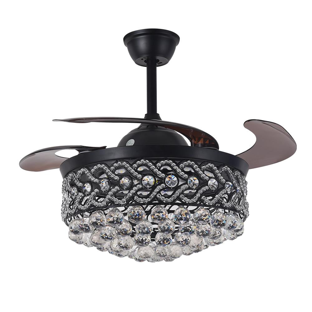 FINE MAKER 42" Crystal Ceiling Fan, Light Remote, 3 Color 3 Speed, 110V ...