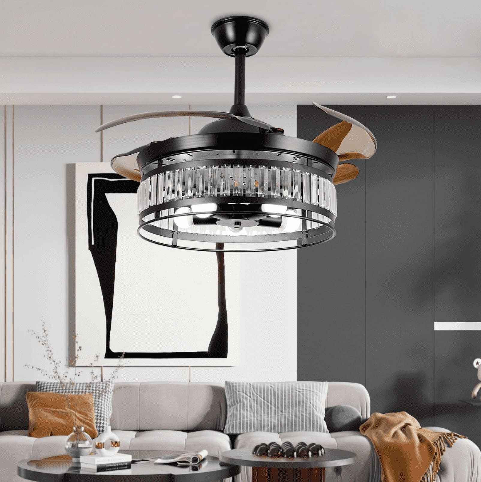 FINE MAKER 42" Retractable Ceiling Fan with Remote,Reversing Bladess ...