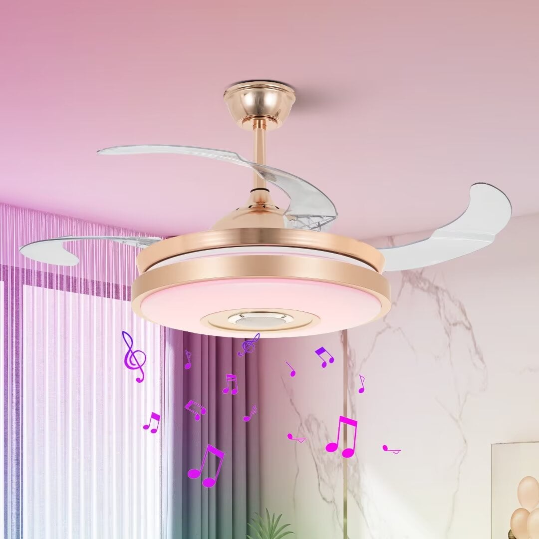 FINE MAKER 42-inch modern smart retractable ceiling fan, living room ...