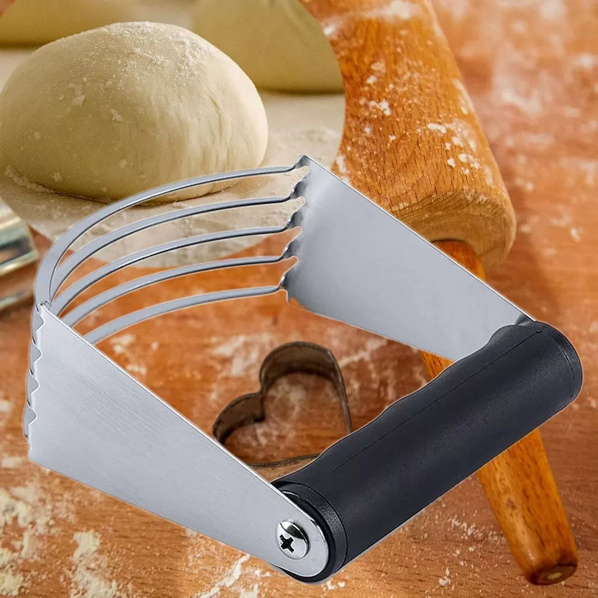 FINE MAKER 5-blade stainless steel pastry cutter dough blender for ...