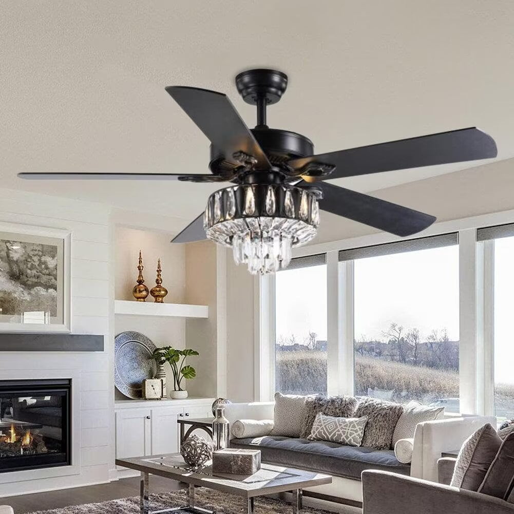 FINE MAKER 52-inch black vintage American Country ceiling fan with ...