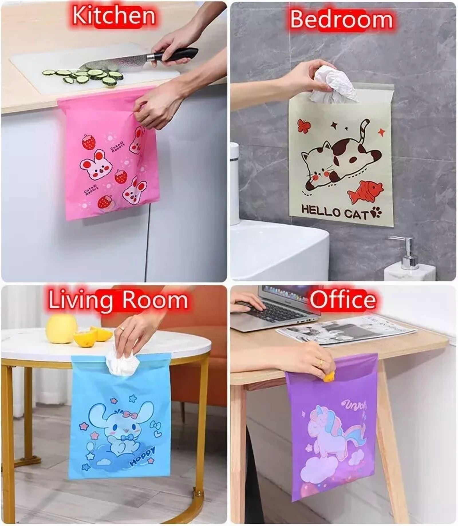 FINE MAKER 60PCS Easy Stick-On Car Trash Bag Disposable Portable ...