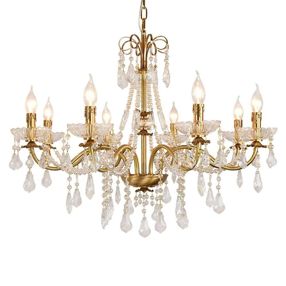 FINE MAKER American Luxury Retro 8-Head Crystal Chandelier, K9 Crystal ...