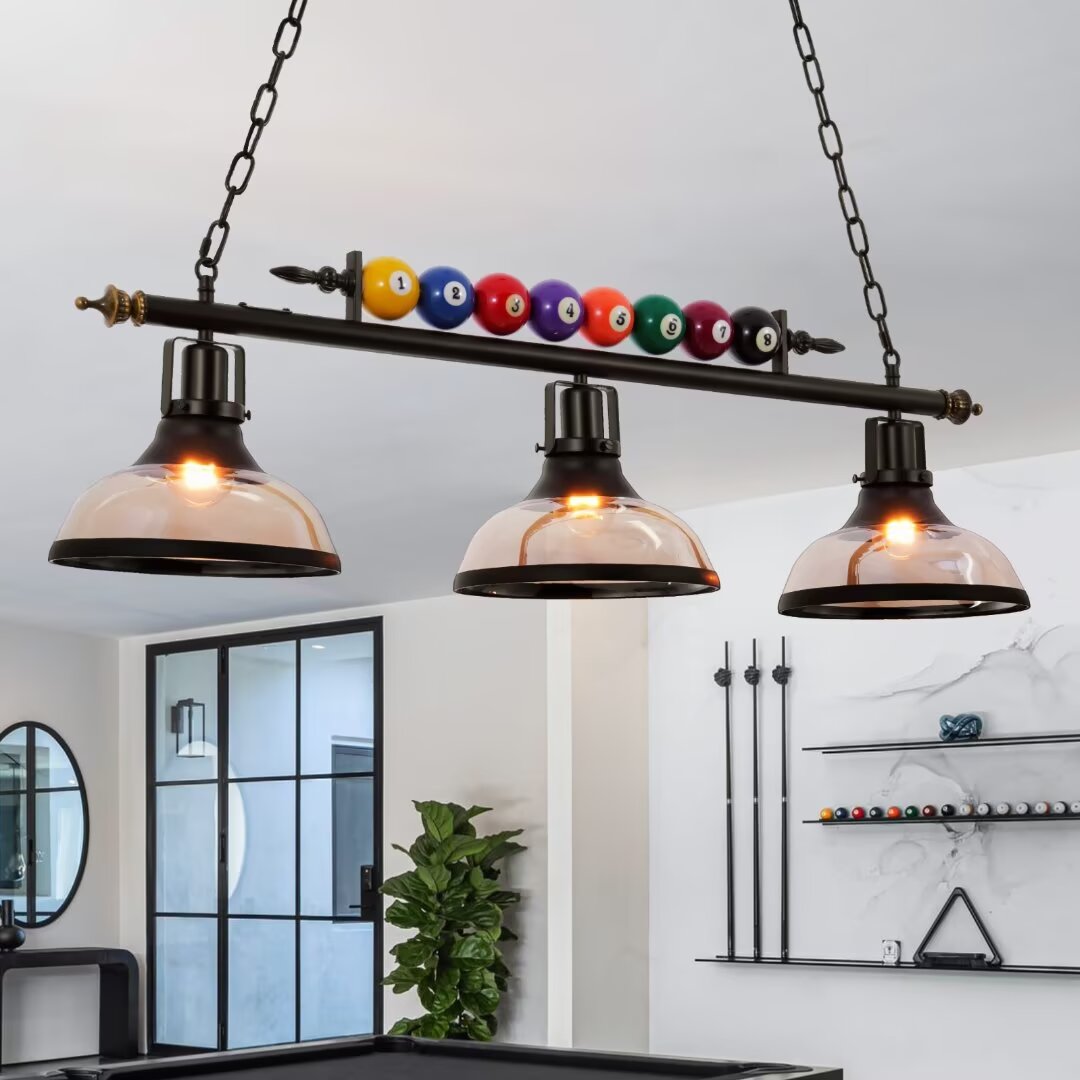 FINE MAKER Black Metal Ball Design Billiard Chandelier, Pool Table ...