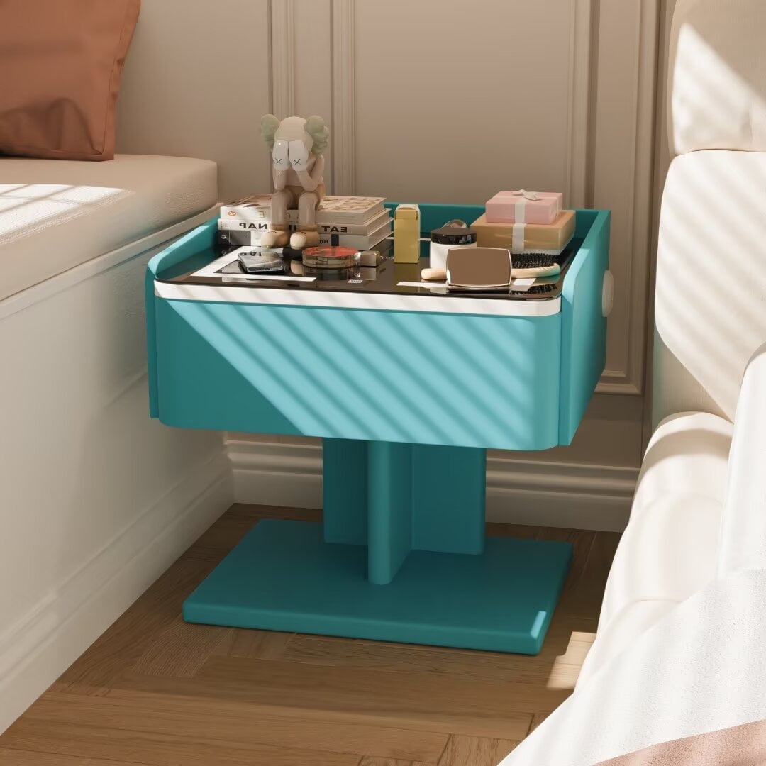 FINE MAKER Creative Smart Bedroom Nightstand with Wireless Charging and ...