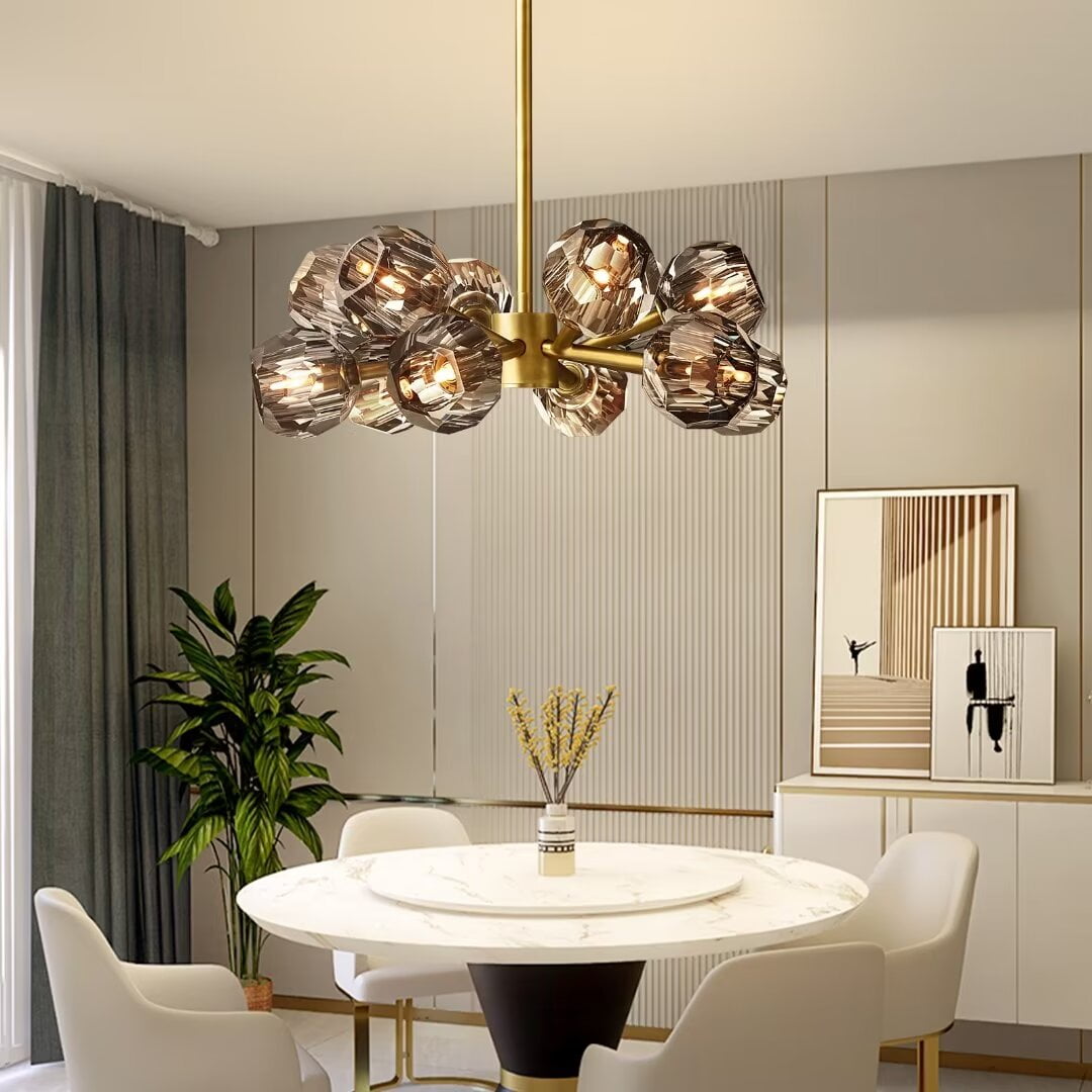FINE MAKER FINE MAKER Crystal Pendant Light Gold Metal Finish ...