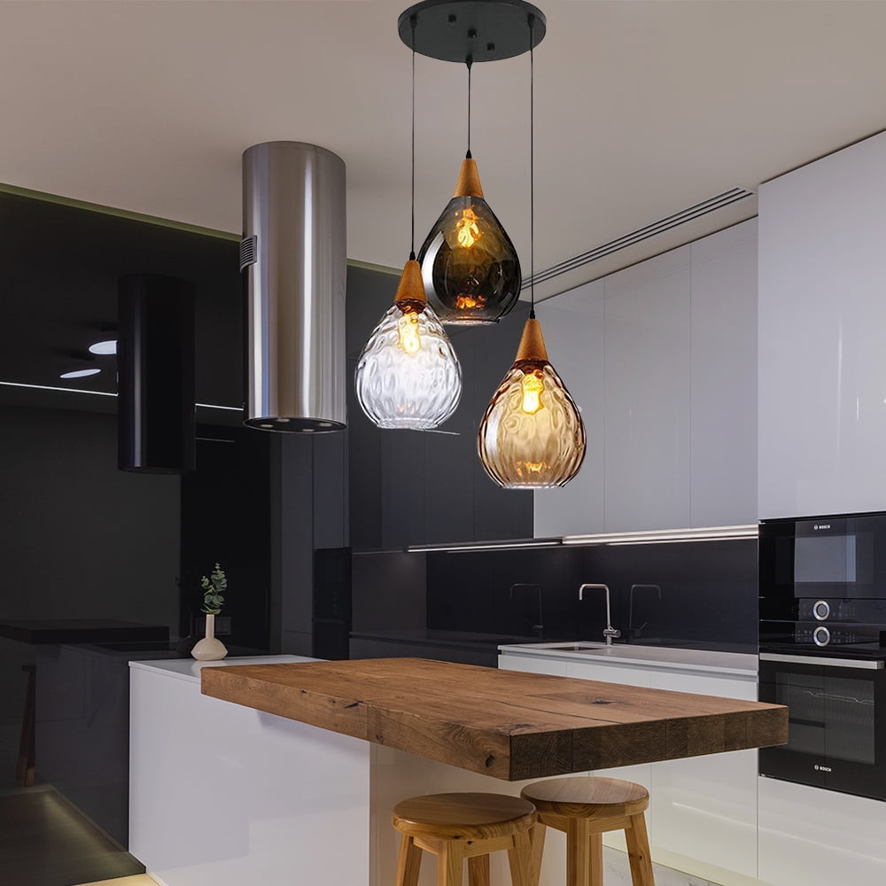 FINE MAKER Glass Pendant Light Cluster Glass Ceiling Hanging Light 3 ...