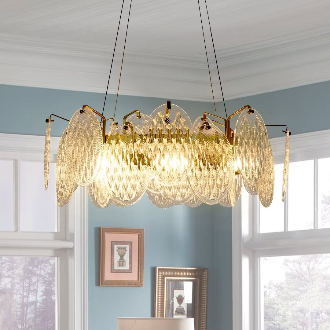 FINE MAKER Modern 3 Tiers Gold Crystal Chandelier, 8 Light Round ...