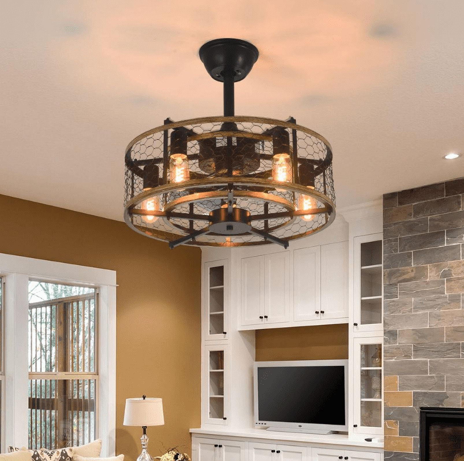 FINE MAKER Modern Enclosed Ceiling Fan with 6 Speeds Adjustable ...