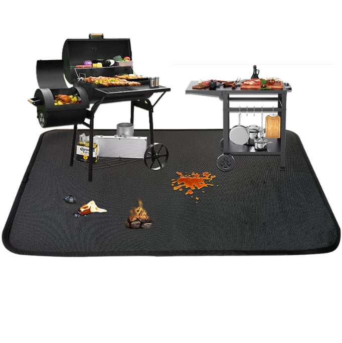 FINE MAKER Outdoor BBQ grill mat, double-sided fireproof deck BBQ mat ...